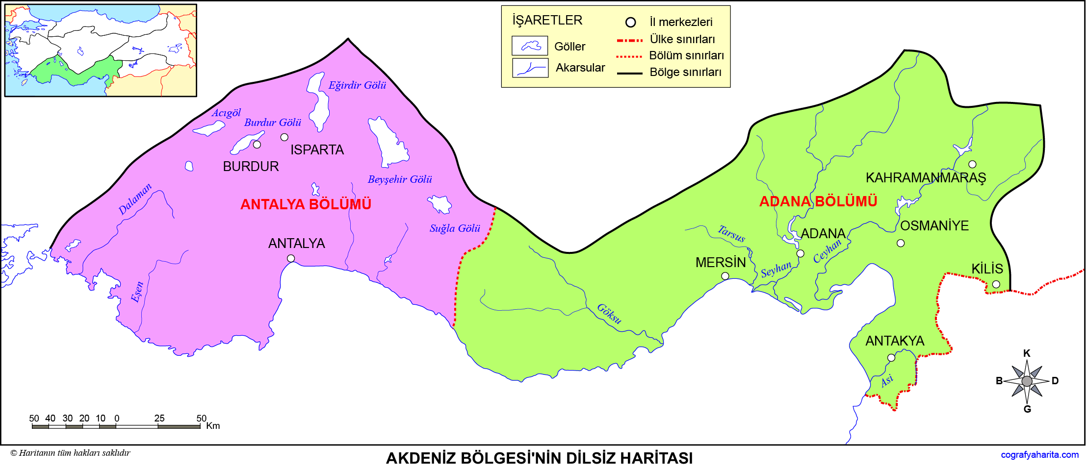 Akdeniz Bölgesi Haritası - Tatil Rehberi Akdeniz Bölgesi Haritası - Tatil Rehberi